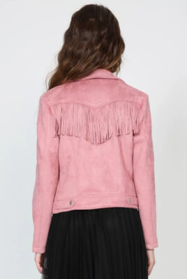 Veste Boho Daim Frange Rose : Chic et Tendance - ShineBoutique